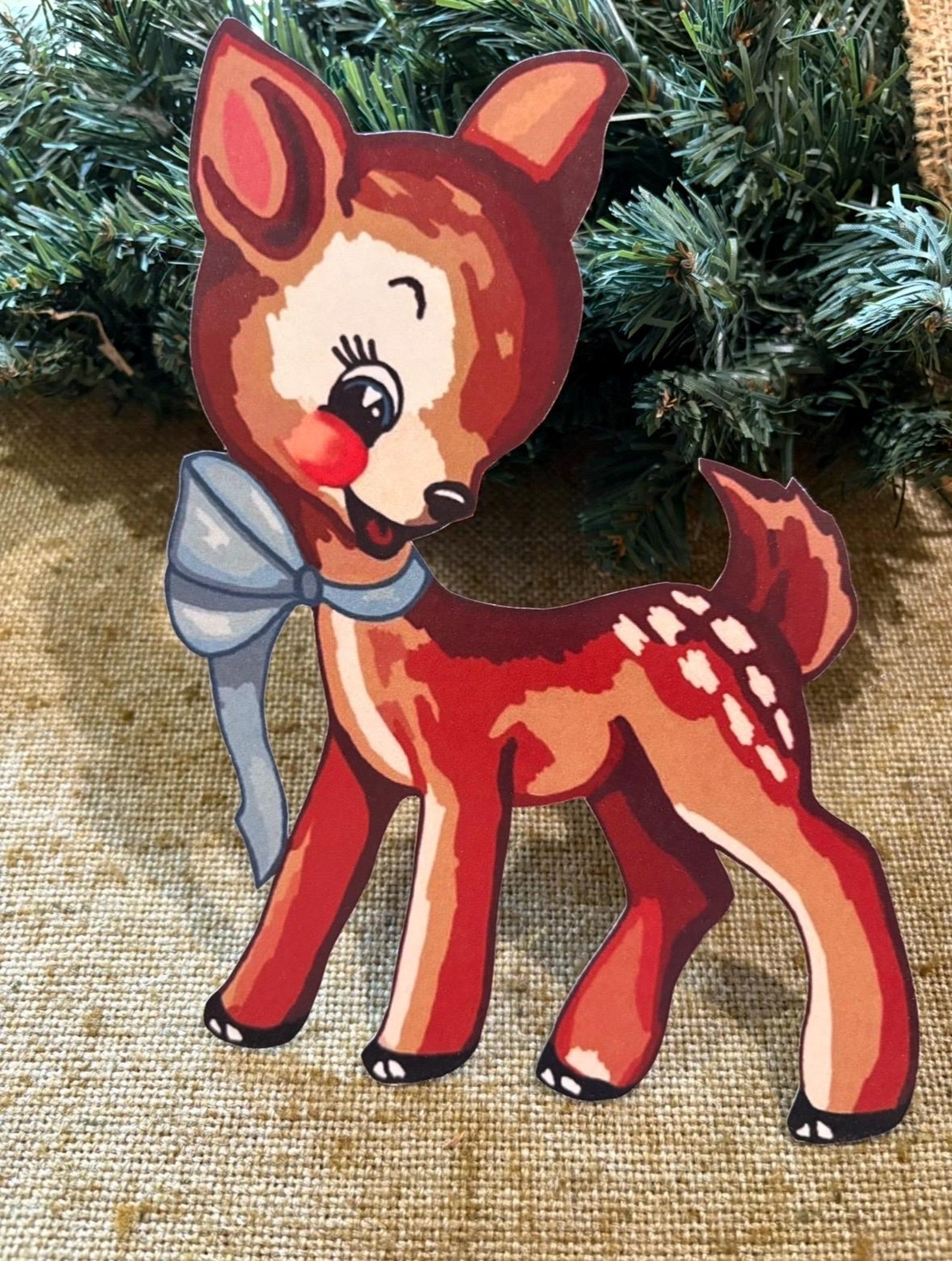 Sizes up to 15" Vintage Style Santa's Reindeer Deer Fluffy Tail Hand ...