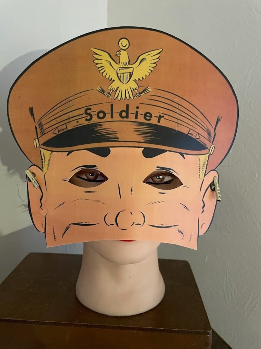 Vintage Style First Responder SOLDIER Halloween Cardstock MASK Costume ...