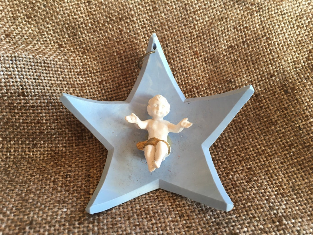 Vintage Italy Italian Modern Blue Plastic Star, 3D Baby Jesus Nativity ...