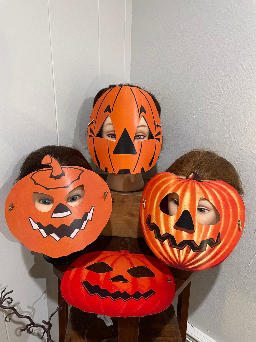 Vintage Style Pumpkins Cardstock Paper Halloween MASK Costume ...