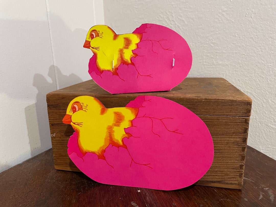 Sizes up to 16” Vintage Style Chick Hatches From Pink Egg Hand Cut ...