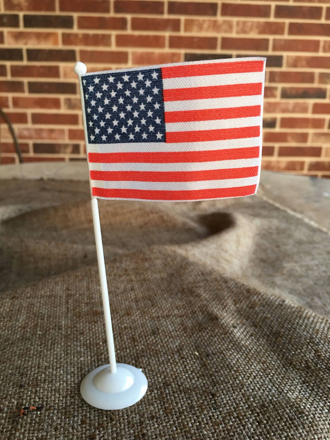 Nos Vintage Patriotic USA Mini Fabric USA Flag,plastic Pole for ...