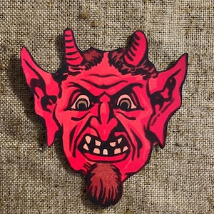 Sizes up to 12" Vintage Style Angry Devil Head Face, Big Ears, Goatee ...