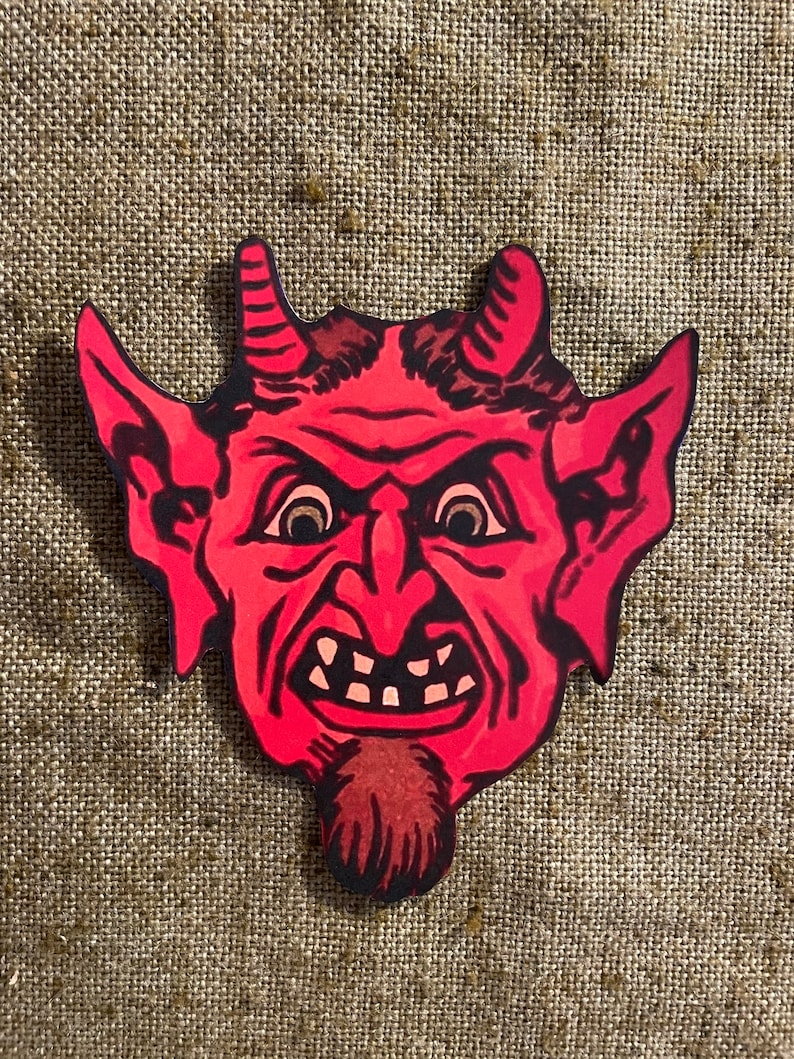 Sizes up to 12" Vintage Style Angry Devil Head Face, Big Ears, Goatee ...