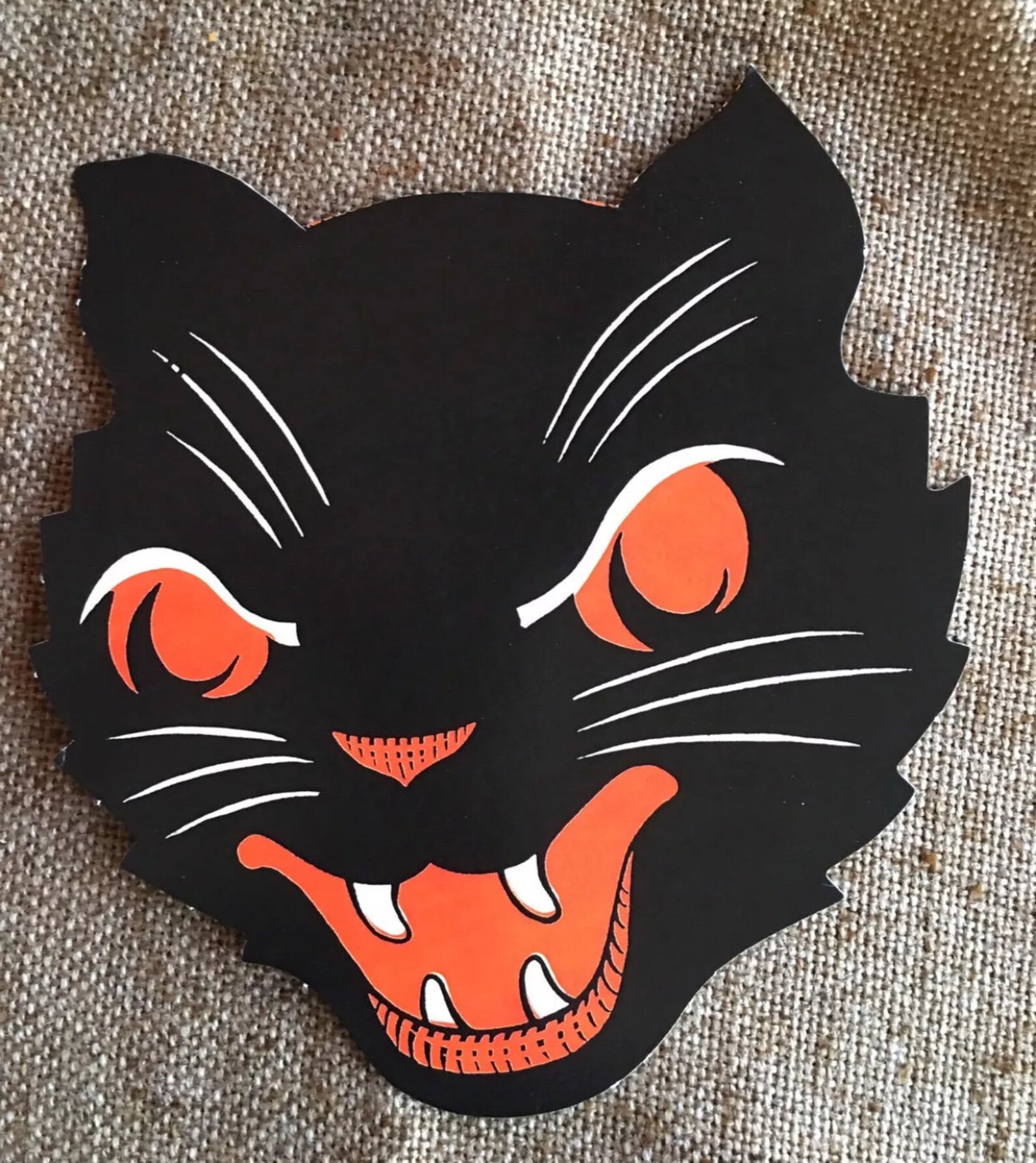 Vintage Style Beistle Angry Black Cat Red Eyes Fangs - Etsy