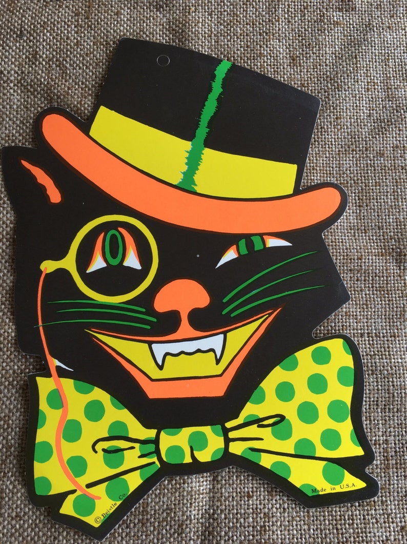 NOS Vintage Style Beistle 2 Sided Cutout Cat in Top Hat With - Etsy
