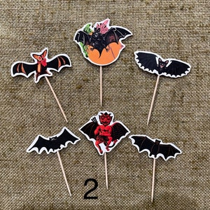 Assorted Vintage Style BATS Halloween Cupcake Cake Toppers,appetizer ...