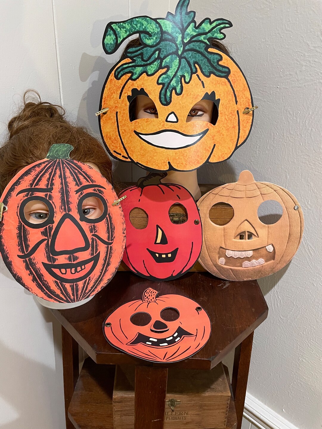 Vintage Style Pumpkins Cardstock Paper Halloween MASK Costume ...