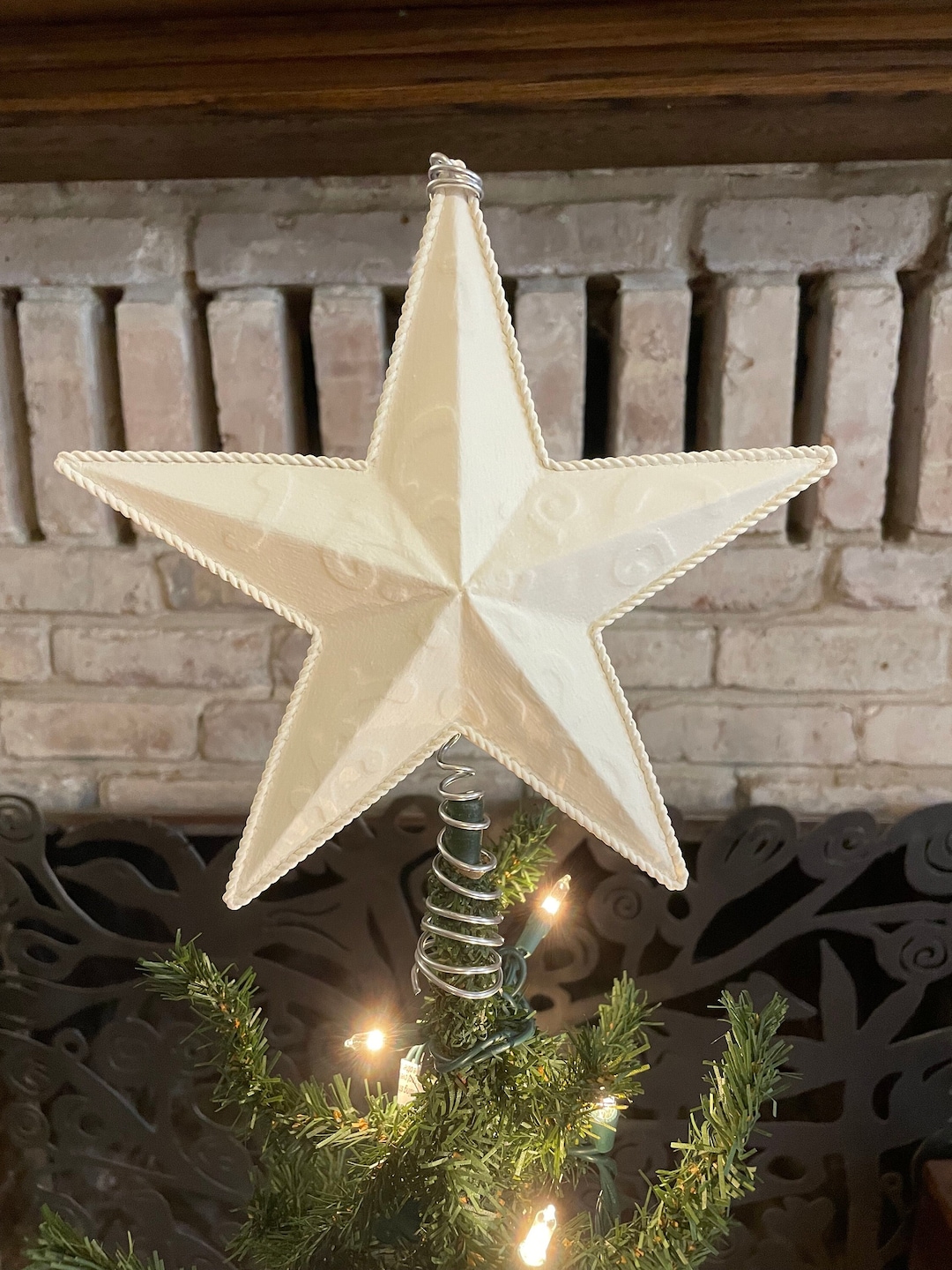 Vintage Style Galvanized Painted Rustic Embossed Metal Star Christmas ...