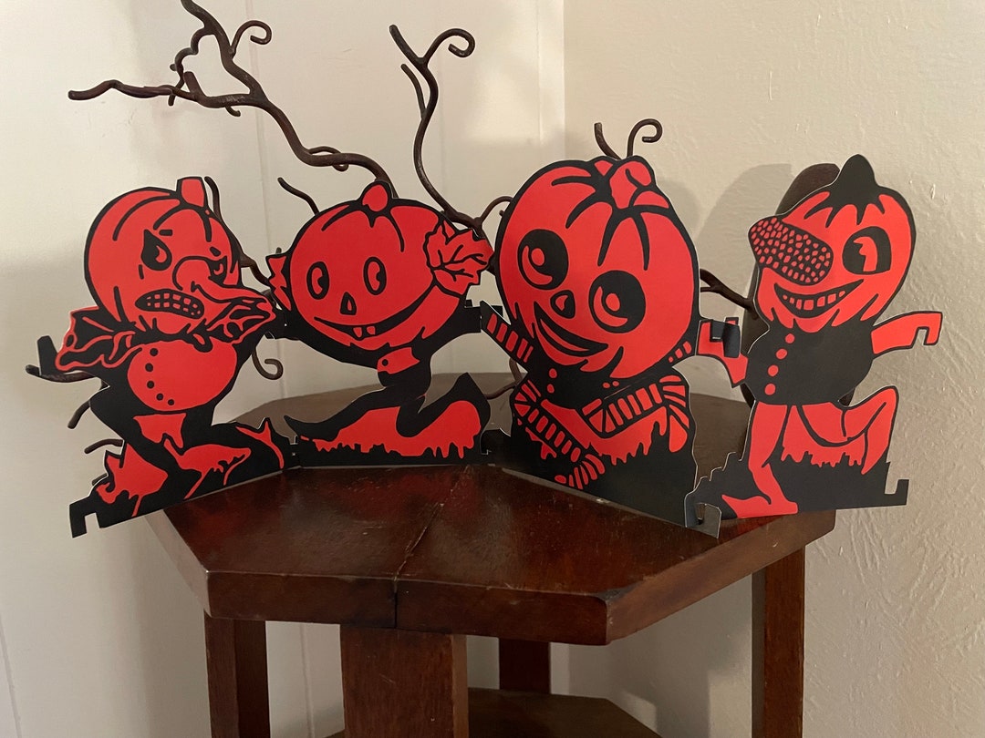 Vintage Style Set of 4 Pumpkin Man Figures Fit Together to Make ...