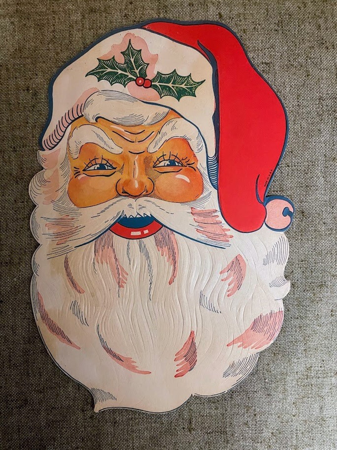 HTF X-large Size 18" Authentic Vintage 1940's Santa Claus Face, Jingle ...