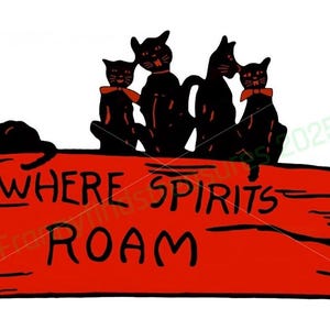 Vintage Halloween Where Spirits Roam Singing Cats Digital Download ...