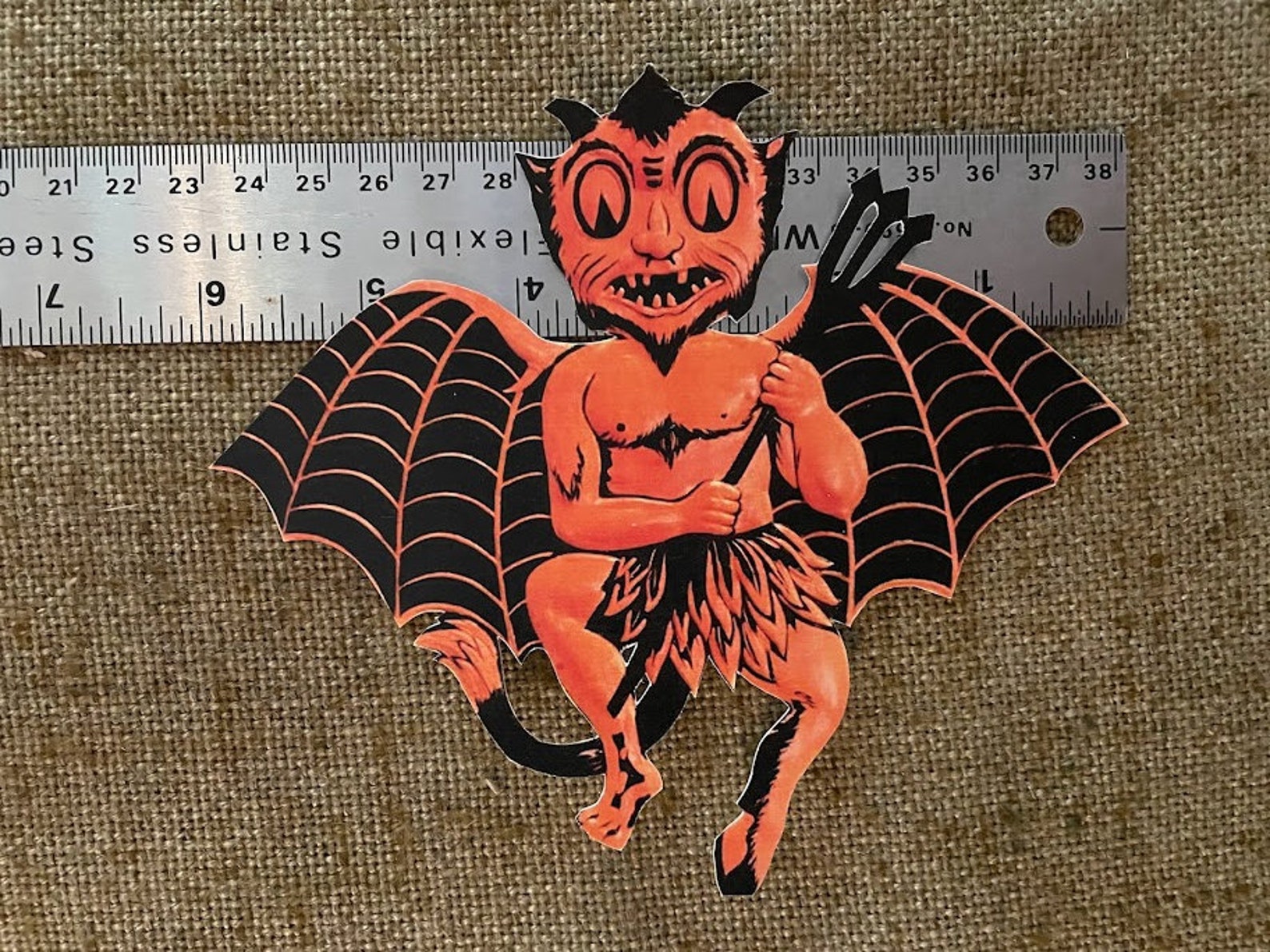 Sizes up to 14" Vintage Style Art Deco Flying Devil With Bat Wings ...