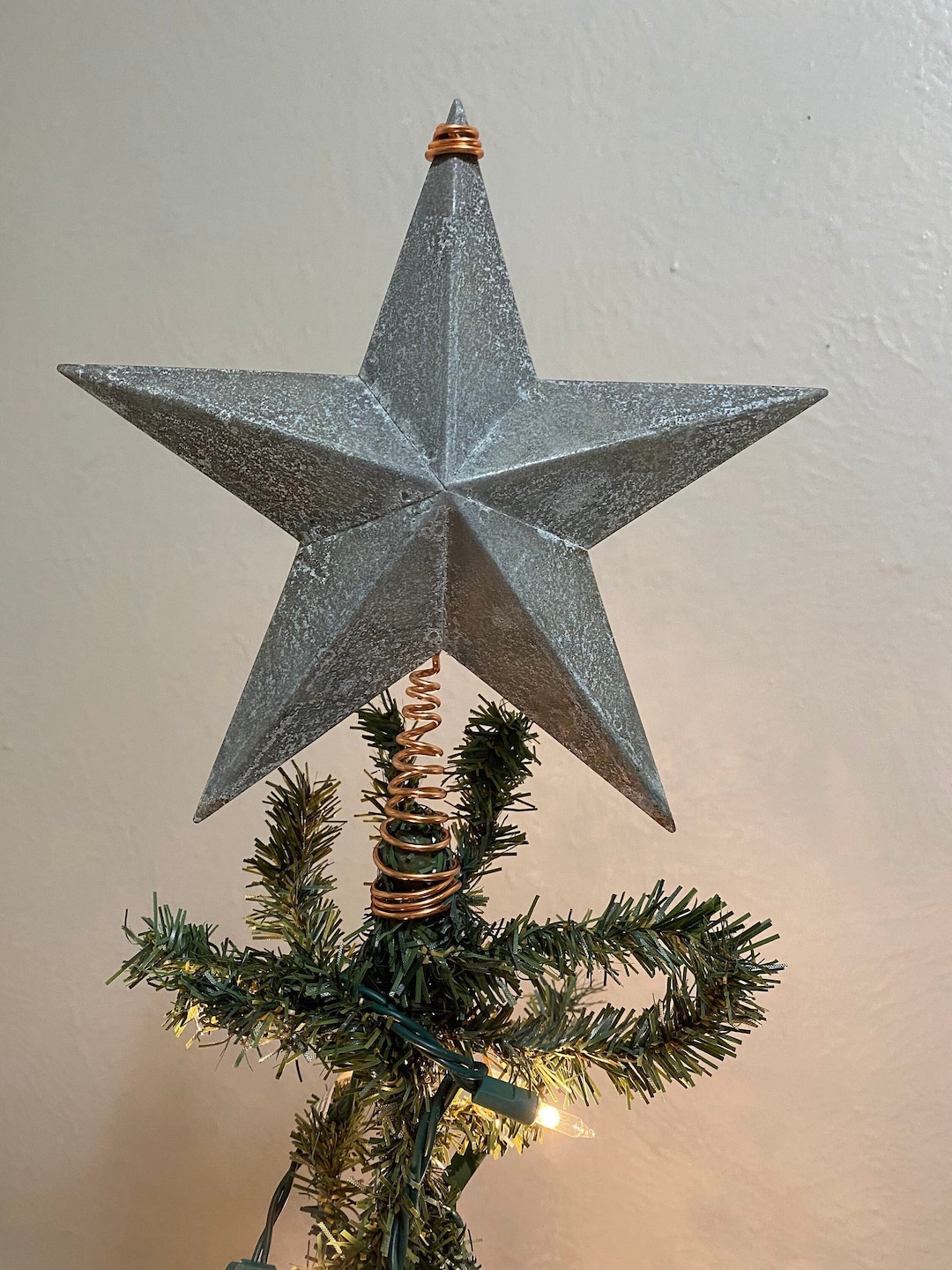 Vintage Style Americana Galvanized Rustic Wire Wrapped Metal Star Tree ...