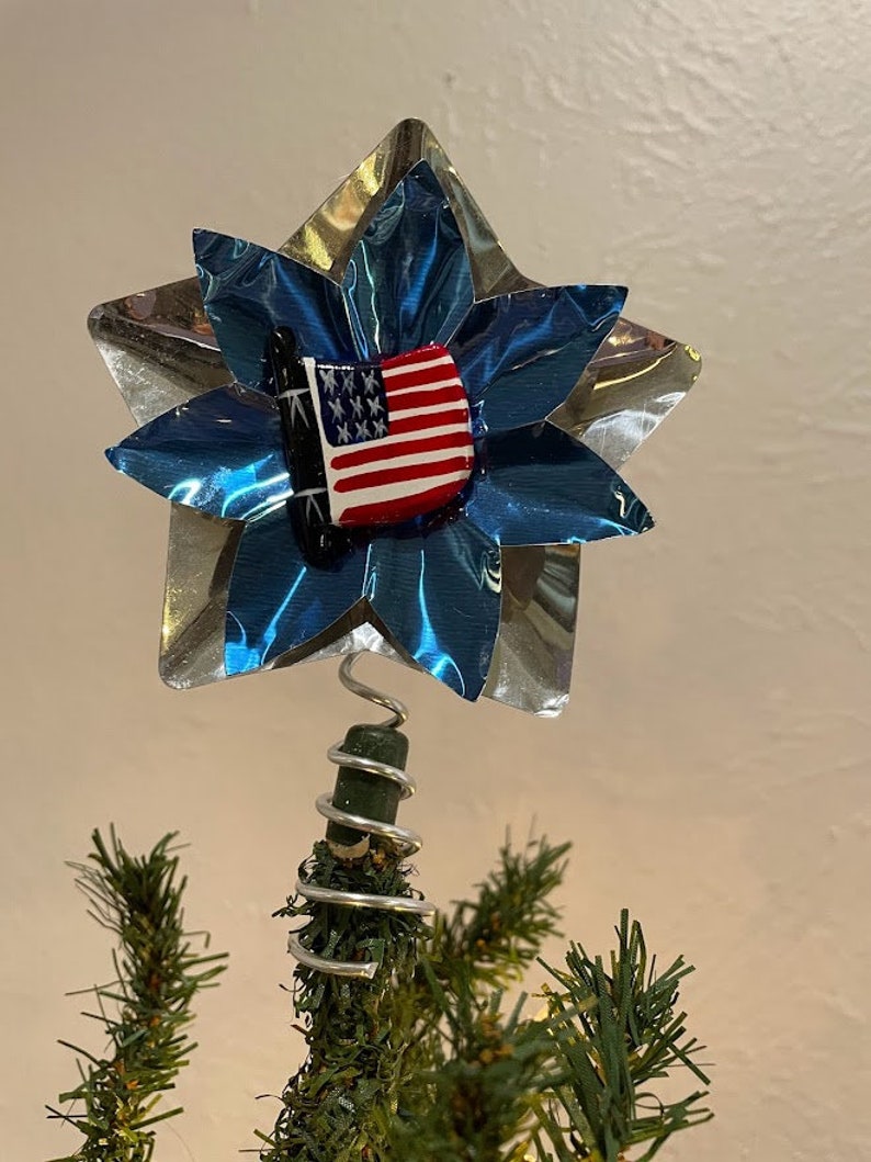 Choice of 2 Vintage Americana Patriotic USA Flag on Red or Blue Colored ...