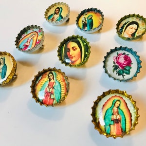 Virgen De Guadalupe Mother Mary Recycled Bottle Cap Pin or Magnet - Etsy