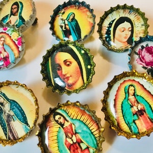Virgen De Guadalupe Mother Mary Recycled Bottle Cap Pin or Magnet - Etsy