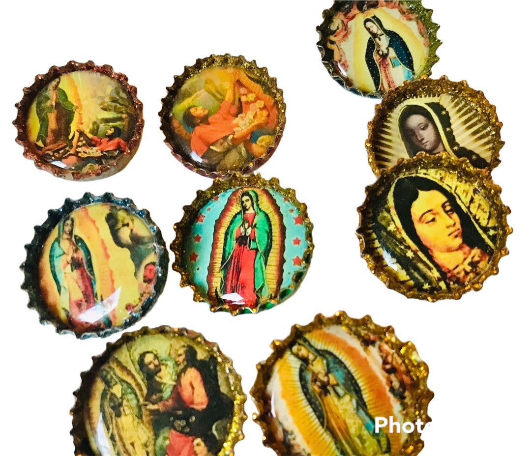 Virgen De Guadalupe Mother Mary Recycled Bottle Cap Pin or Magnet - Etsy