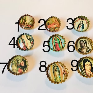Virgen De Guadalupe Mother Mary Recycled Bottle Cap Pin or Magnet - Etsy