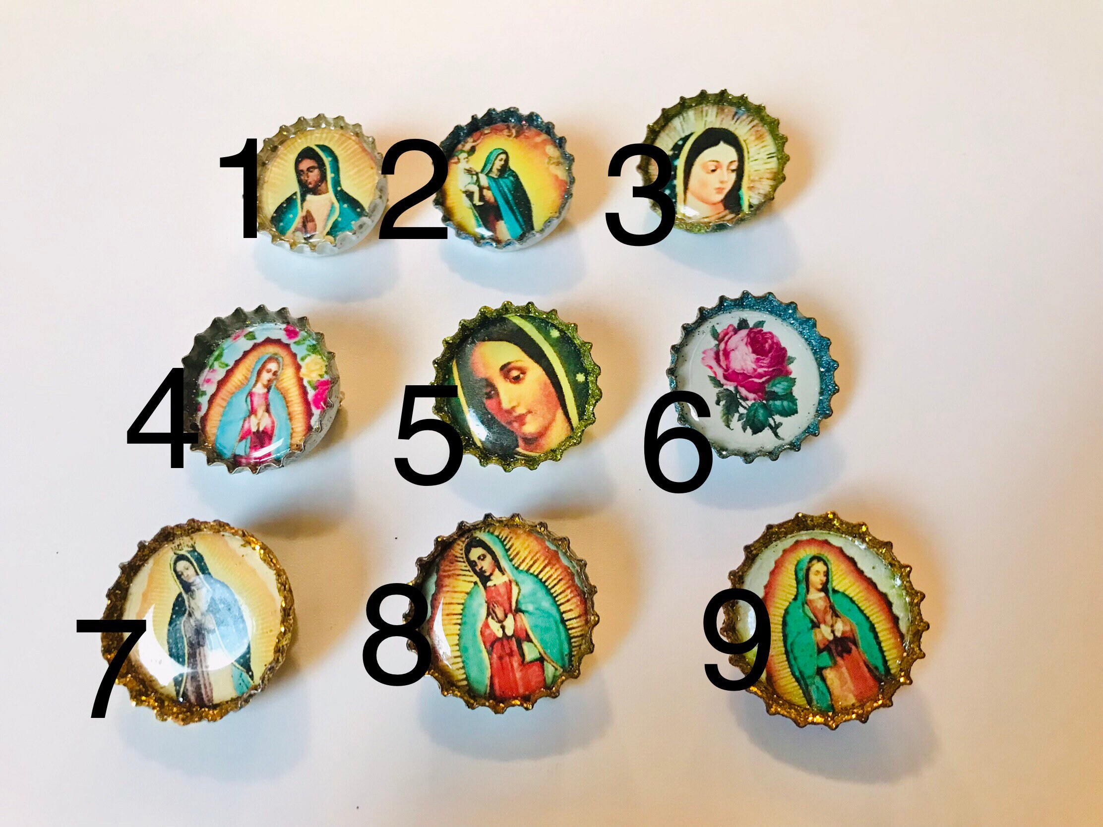 Virgen De Guadalupe Mother Mary Recycled Bottle Cap Pin or Magnet - Etsy