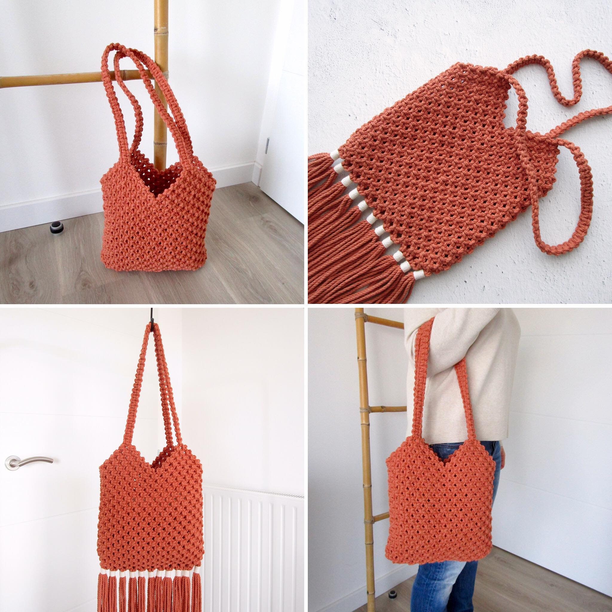 MACRAME PATTERN / Tote Bag With or Without Fringes / Shopping - Etsy