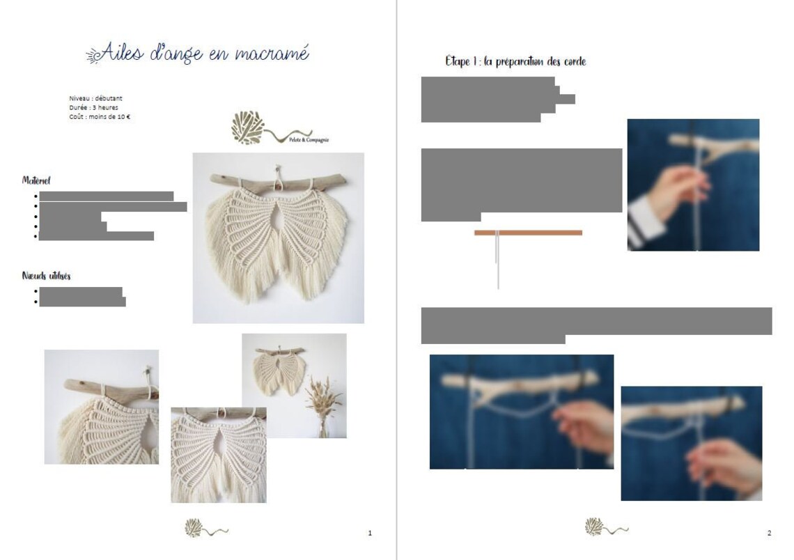 MACRAME PATTERN / Angel Wings / Wall Hanging / DIY Kit / Pdf / | Etsy