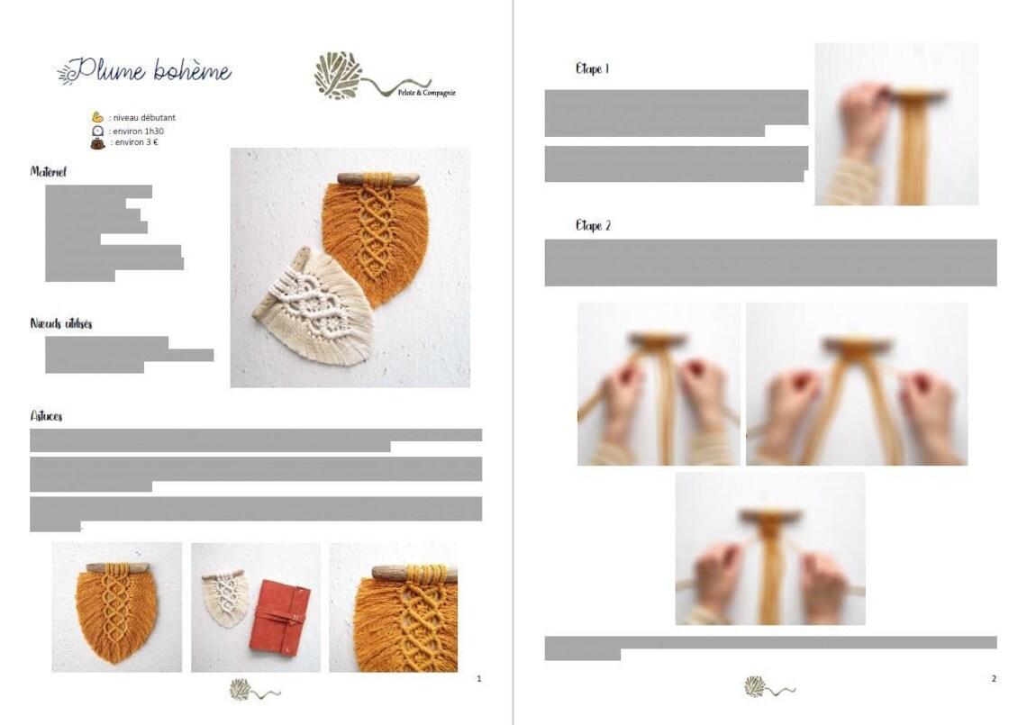 MACRAME PATTERN / Bohemian Feather / Leaf / DIY Kit / Pdf / - Etsy