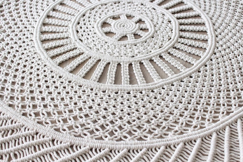 MACRAME PATTERN / Macrame Rug Tutorial / Round Mandala-inspired Rug ...