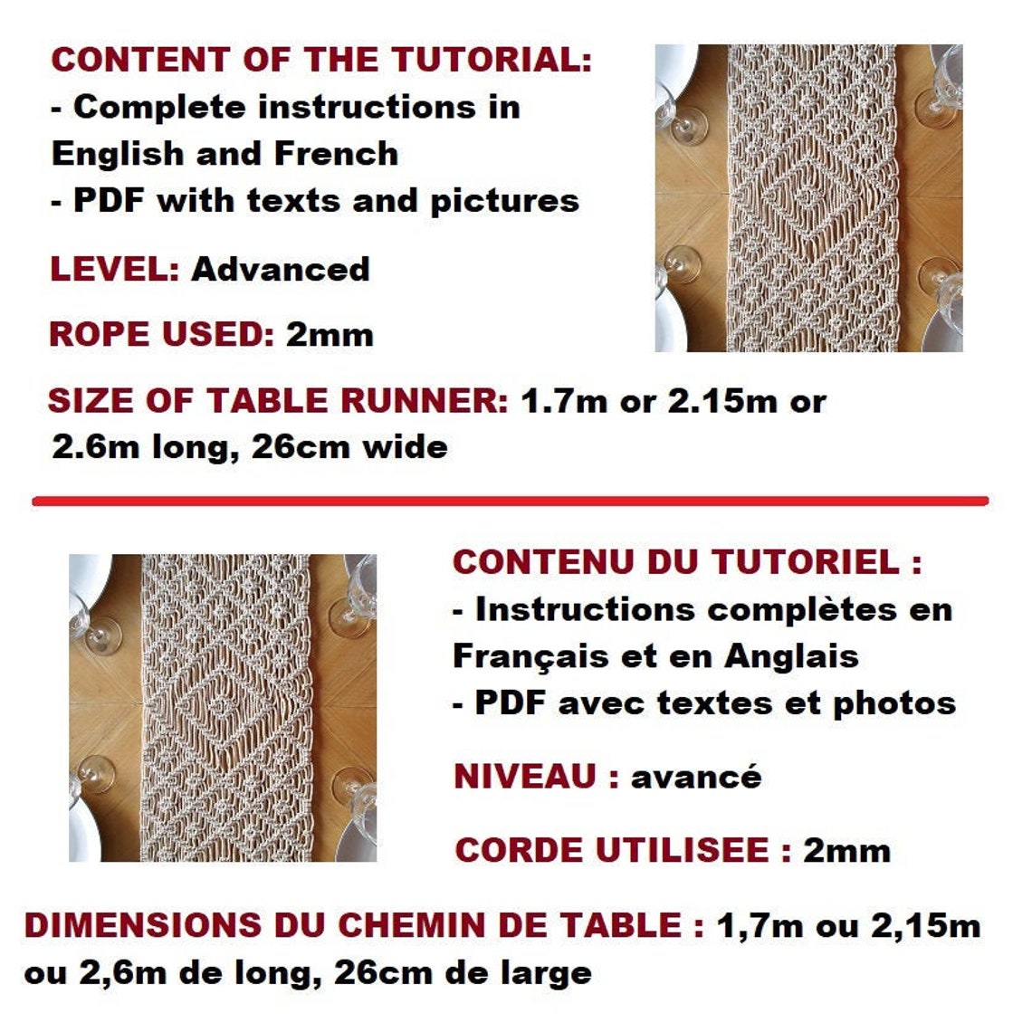 MACRAME PATTERN / Table Runner / Table Cloth / Table Cover / - Etsy