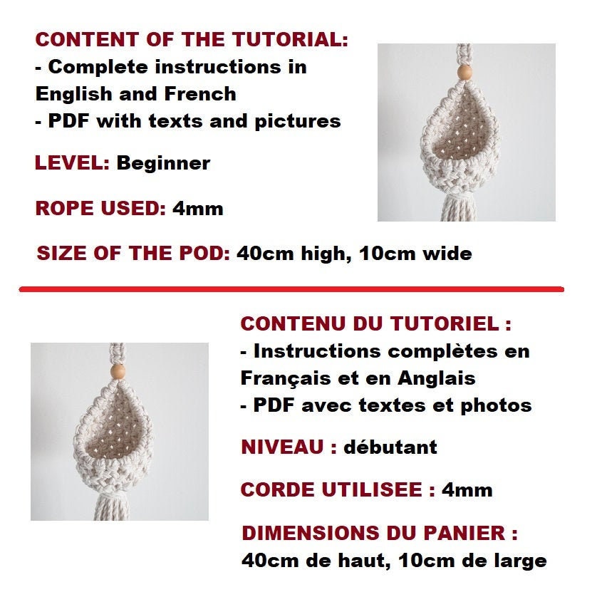 MACRAME PATTERN / Pod / Hanging Basket / Plant Hanger / Bird - Etsy