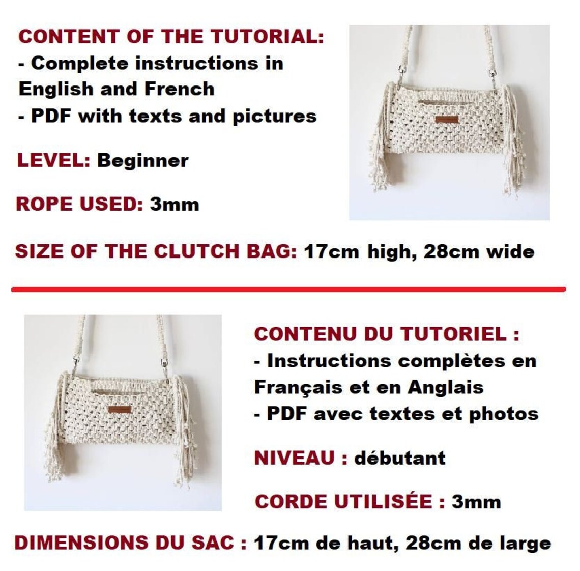 MACRAME PATTERN / Clutch Bag With Removable Shoulder Strap / - Etsy