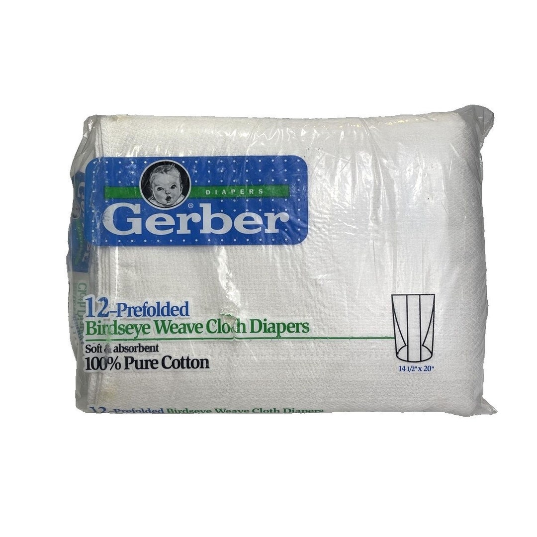 Vintage 1993 Gerber Baby Cloth Diapers Birdseye Weave 100% Cotton 12 ...