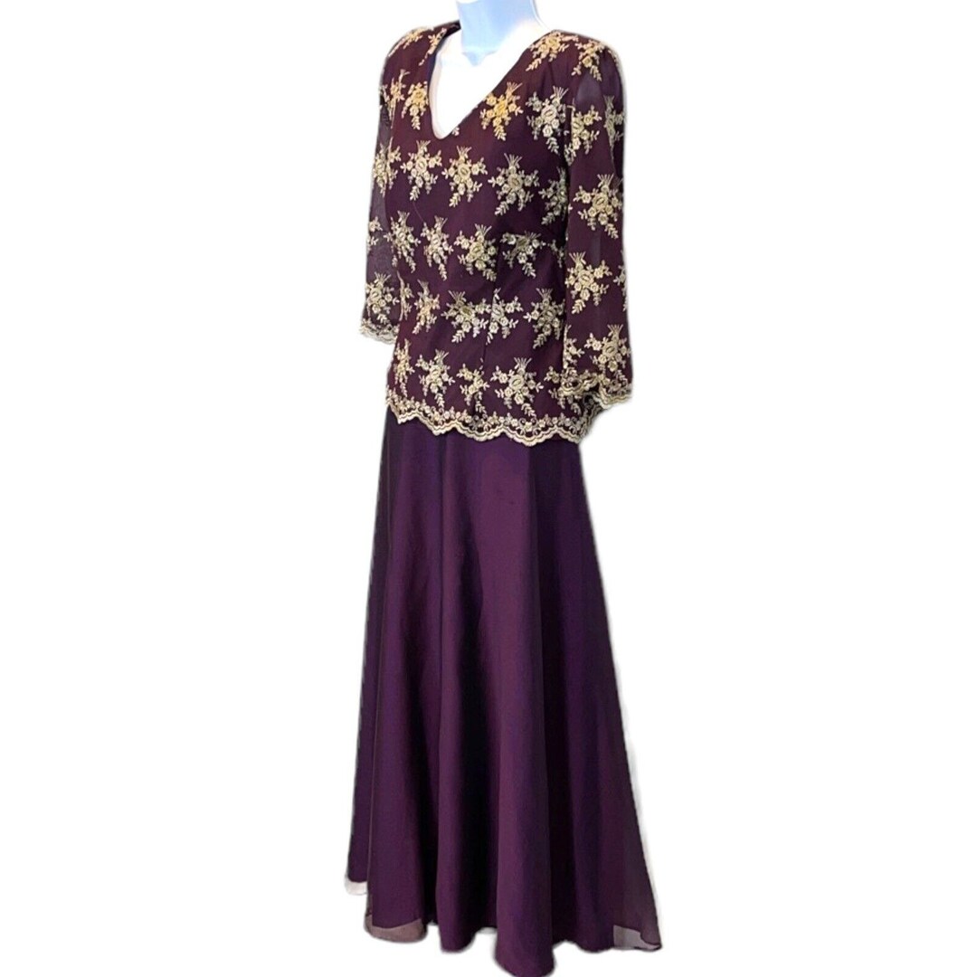 Vintage My Michelle Woman Dark Purple 2-piece Ballgown Embroidered ...