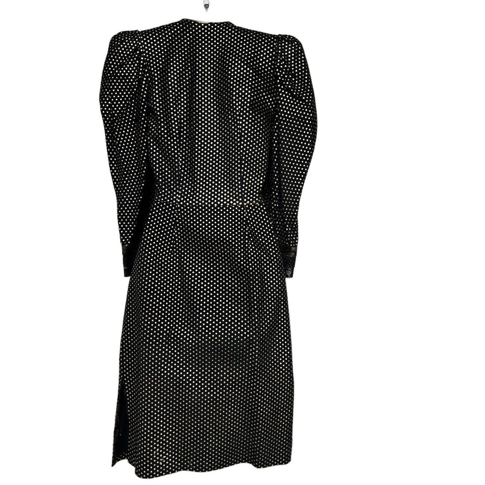 Gossamer Wings Black Gold Polka Dot Snap Button Leather Dress Handmade ...