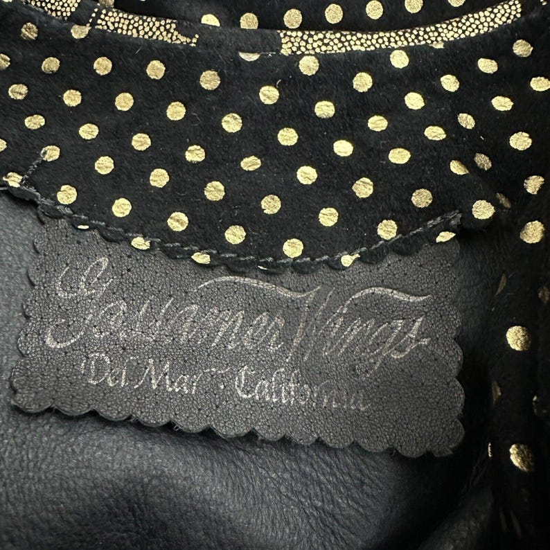 Gossamer Wings Black Gold Polka Dot Snap Button Leather Dress Handmade ...