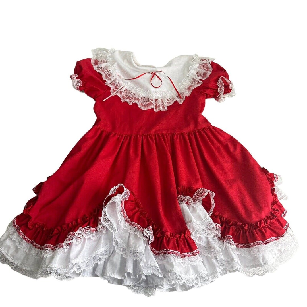 Lidl Dolly Full Circle Red Lace Ruffle Pageant Tier Dress Etsy