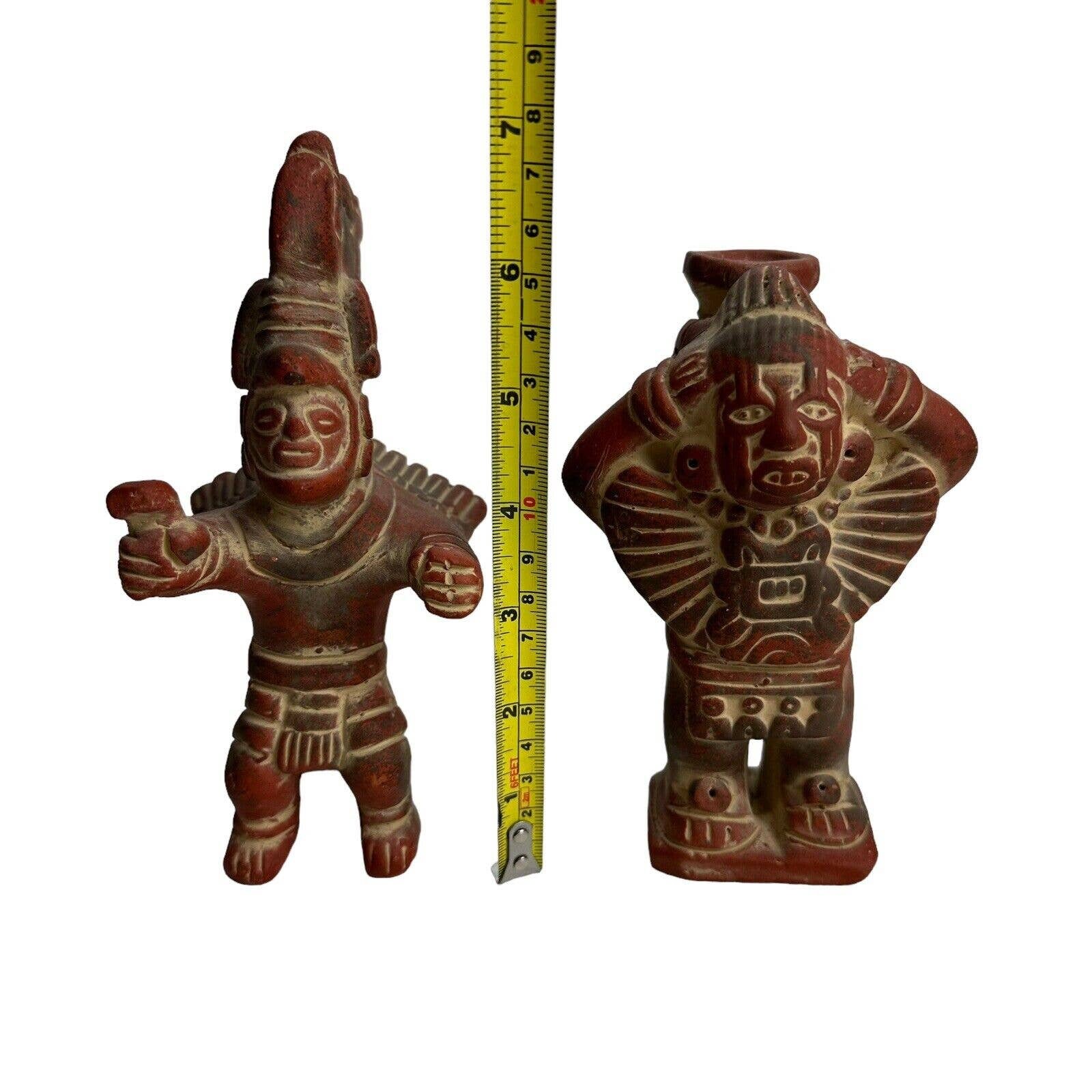 Vintage Aztec Inca Mayan Mexico Folk Art Pottery Red Clay Figure Statue ...