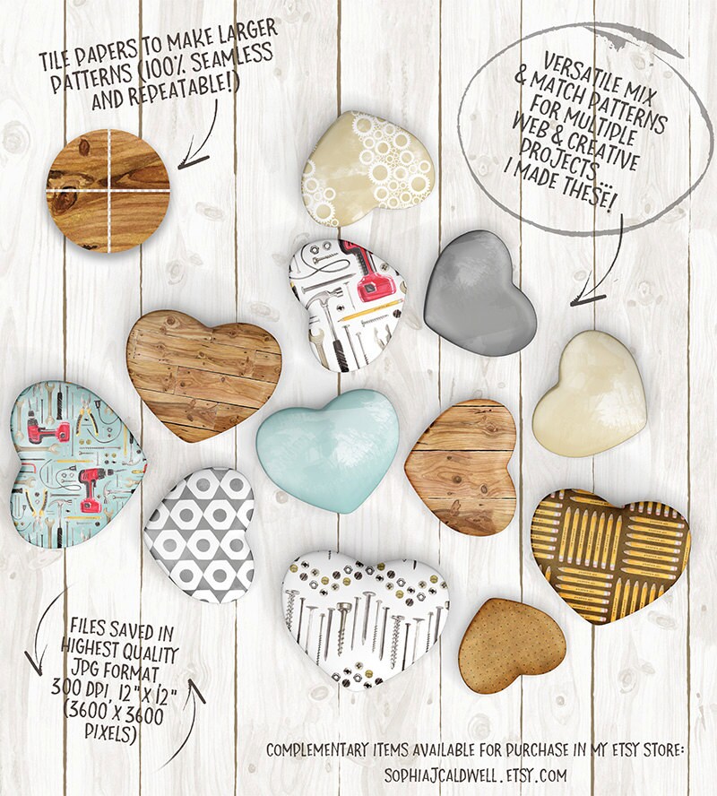 Woodworking Tools Digital Paper 12x12 Seamless Paper Pack for | Etsy