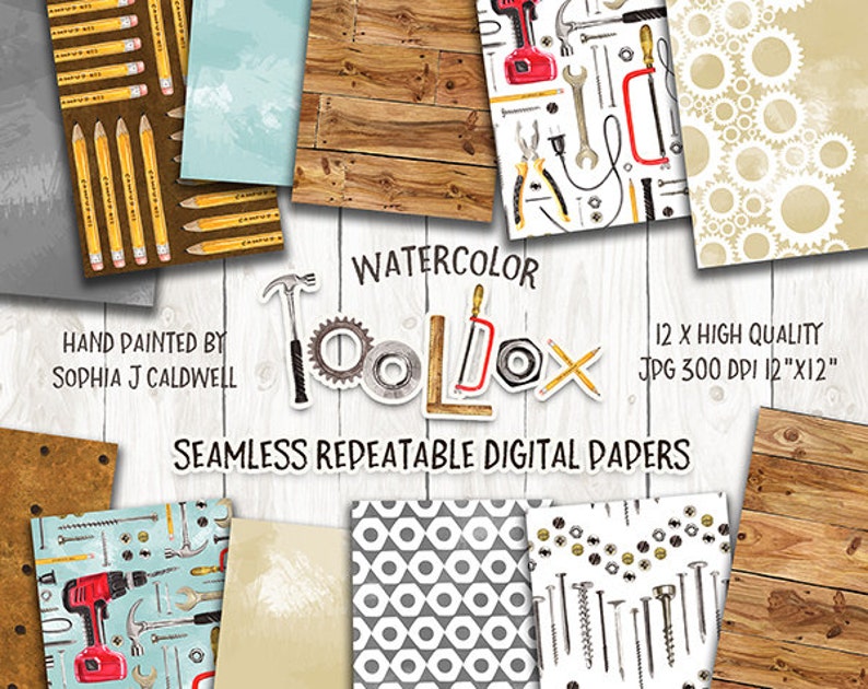 Woodworking Tools Digital Paper 12x12 Seamless Paper Pack for - Etsy