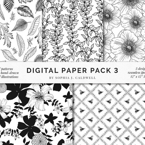 Black & White Dots Digital Paper Pack Clip Art Background - Etsy