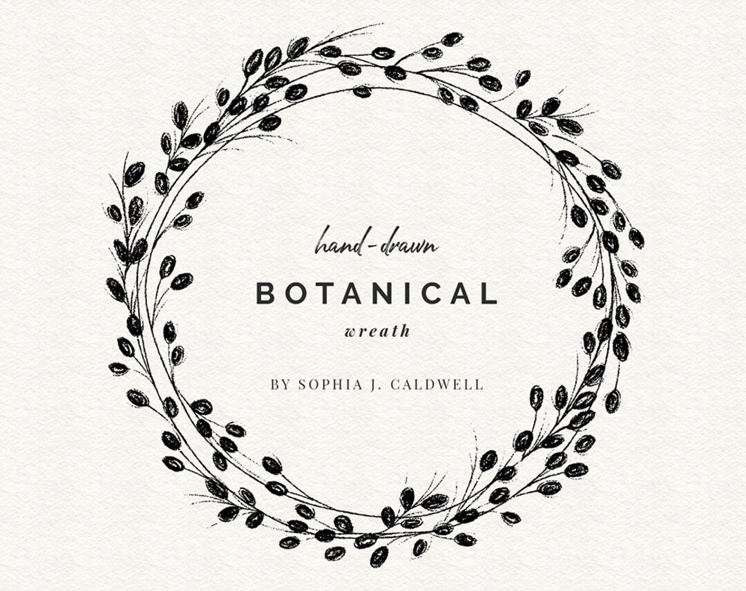 Round Floral Wreath PNG Black Circular Digital Border Frame - Etsy