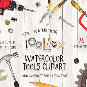 Tool Clipart, Watercolor Graphics, Instant Download, PNG Files ...