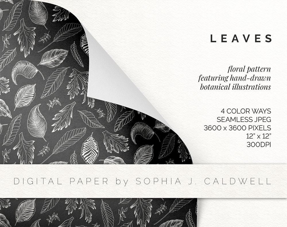 Leaves Digital Paper Floral Background Clipart Fall Digital - Etsy