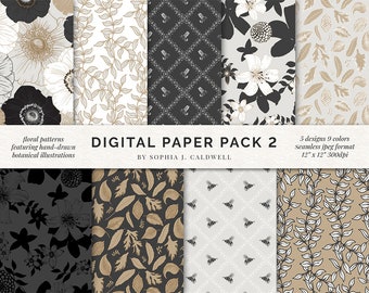 Floral Digital Paper - Etsy