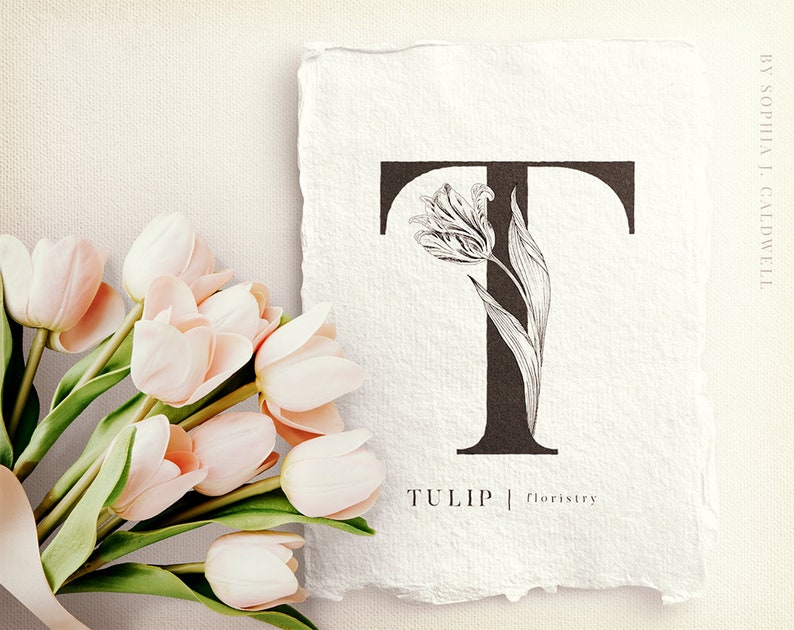 Tulips Flower Clipart, Black and White Outline, Spring Easter ...