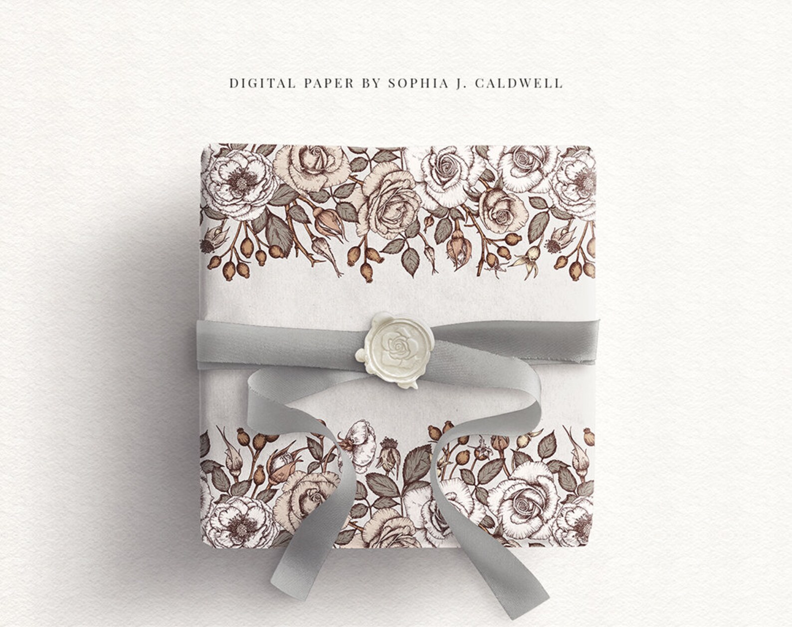 Rose Border Pattern Shabby Chic Digital Paper Floral - Etsy