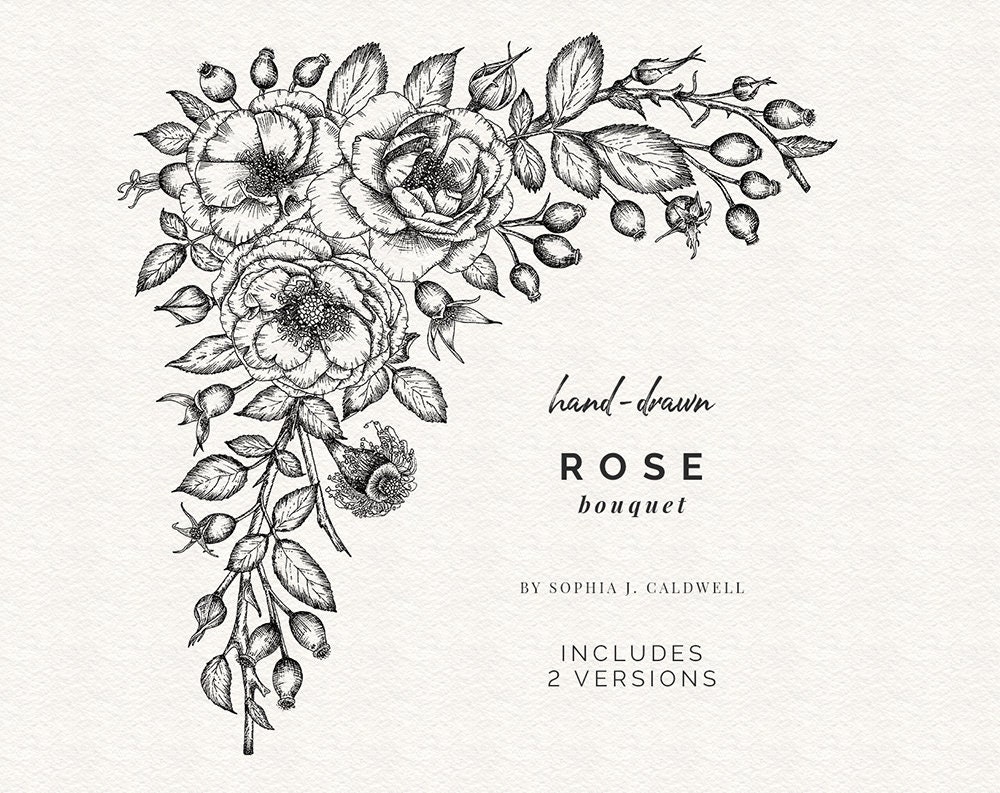 Rose Border Black And White Clipart