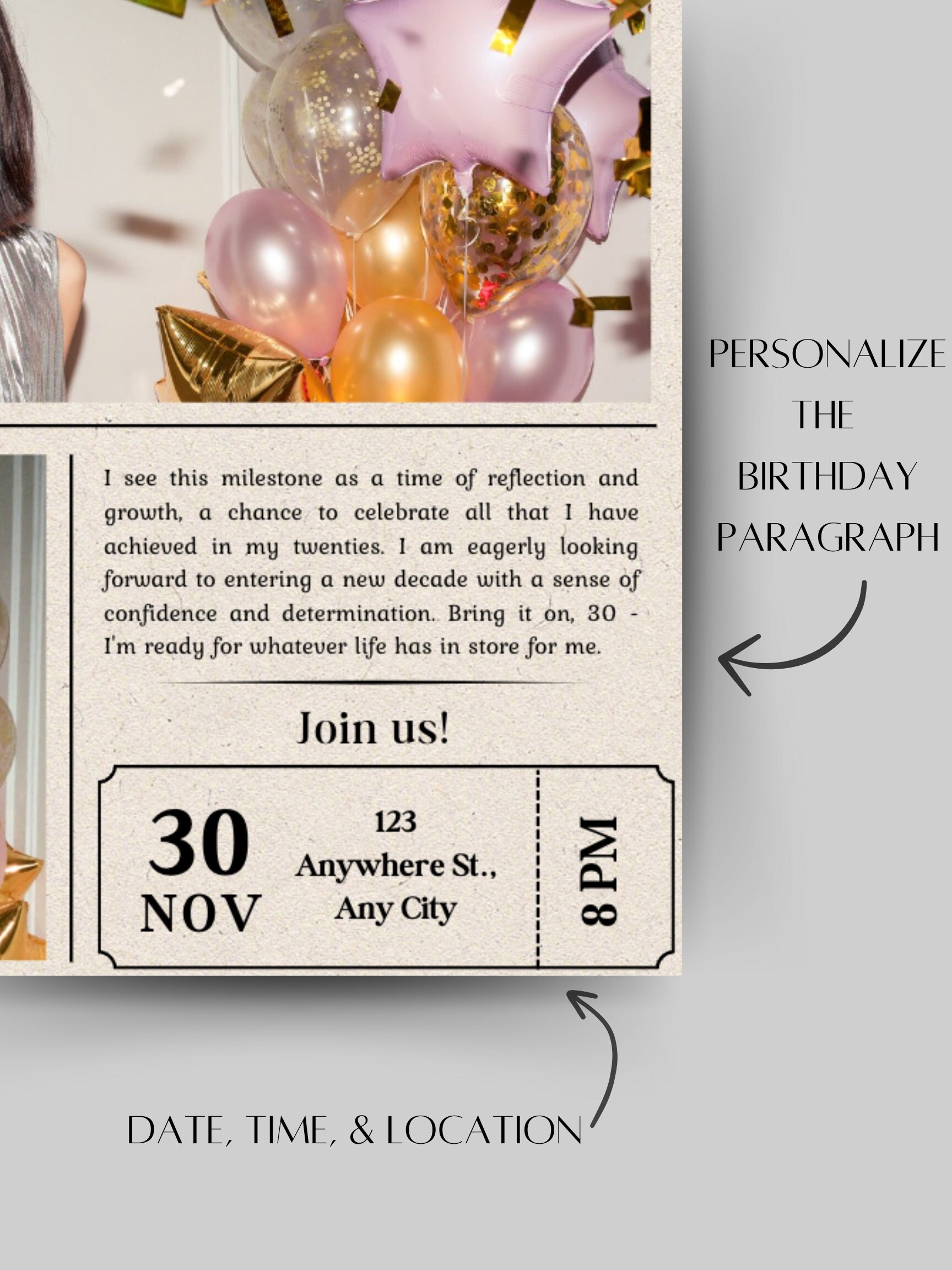 Editable Newspaper Birthday Invite Template Breaking News 30th Birthday ...