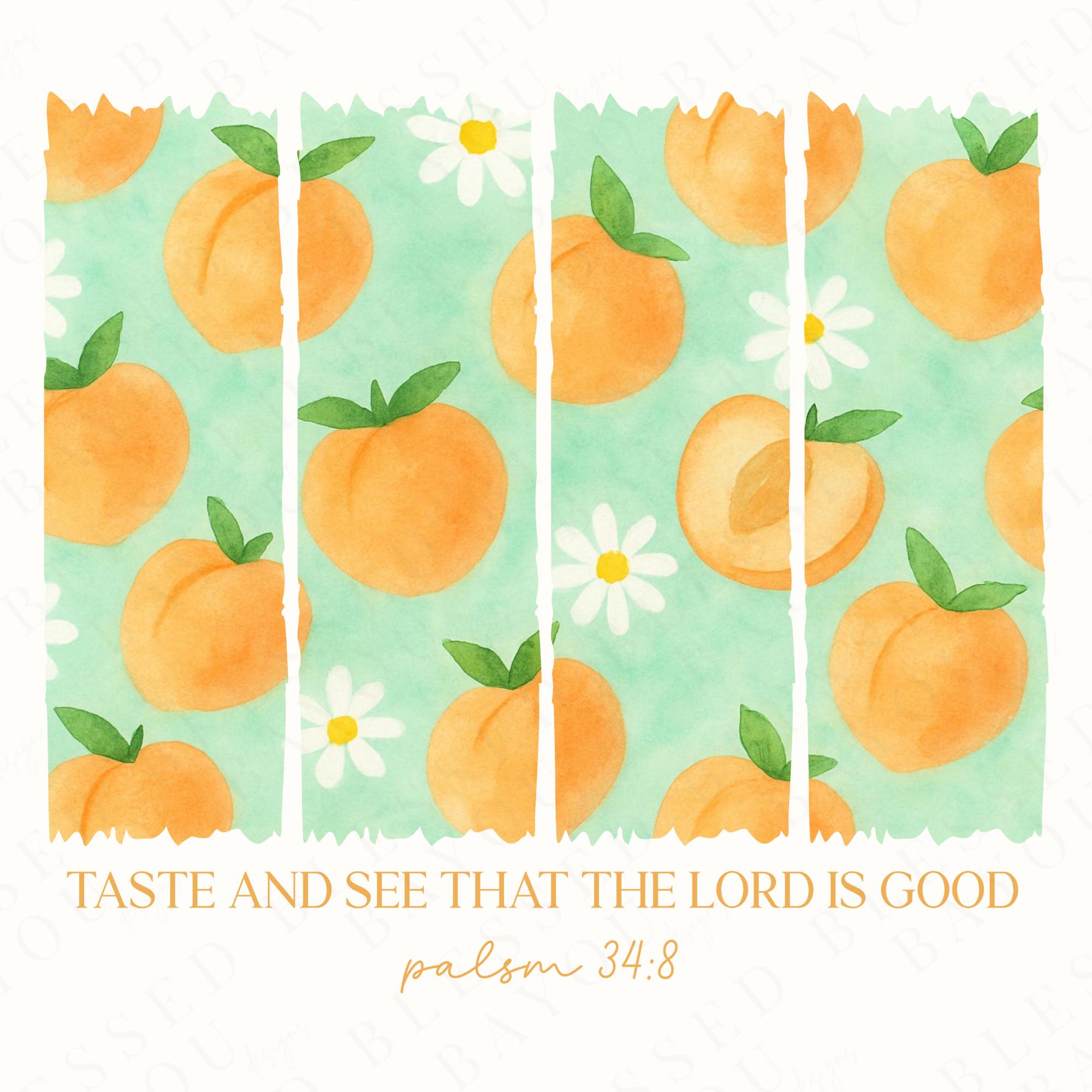 Peach Bible Verse PNG | Psalm 34:8 Sublimation Design (digital Download ...