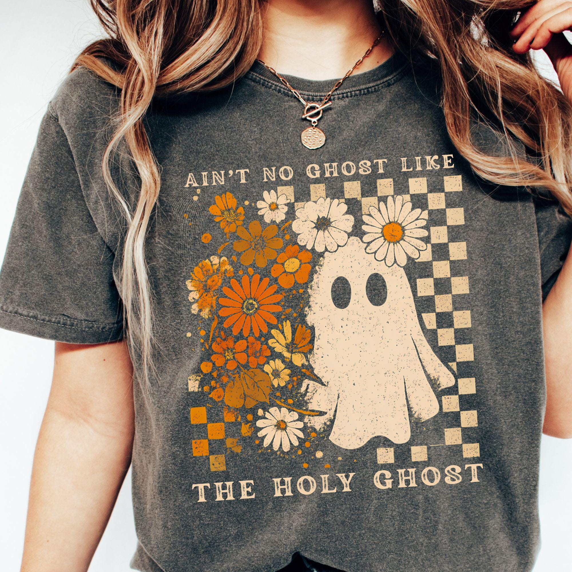 Retro Holy Ghost Christian T-shirt Design: Halloween PNG (digital ...